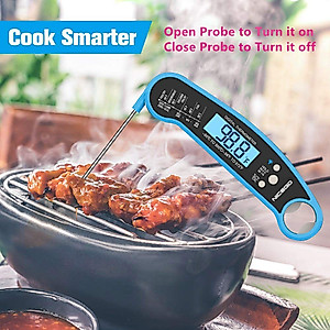 NiceGo Digital Instant Read Meat Thermometer with Probe Fast Waterproof Thermometer with Back Light and Calibration. Digital Food Thermometer for Cooking, Kitchen, Outdoor Cooking, BBQ Grill. (Blue)