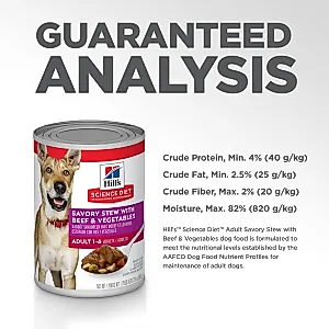Hill's Science Diet Adult 1-6, Adult 1-6 Premium Nutrition, Wet Dog Food, Beef & Vegetables Stew, 12.8 oz Can, Case of 12