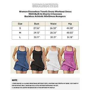 MISSACTIVER Women Tennis Dress Workout Dress with Built in Shorts Sleeveless Crisscross Backless Summer Athletic Mini Dress(Medium,Cyan)