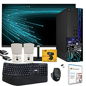 Computer Desktop PC, Intel Core i7, Siwa 8, 16GB RAM, 128GB SSD Boot + 2TB HDD, MTG 24 Inch Monitor, Wireless Ergonomic Keyboard Mouse, Speaker, Webcam, Office 365, WiFi, Win 11 Home (Renewed)