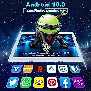 SZTPSLS Tablet 10.1 Inch 10.0 Android Tablet with Dual SIM Card Slot 2GB+32GB, Quad-Core, IPS HD Display, 128GB Expand Storage