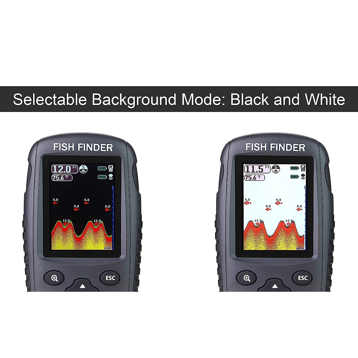 Venterior Portable Rechargeable Fish Finder Wireless Sonar Sensor Fishfinder with Water Resistant Bag Case