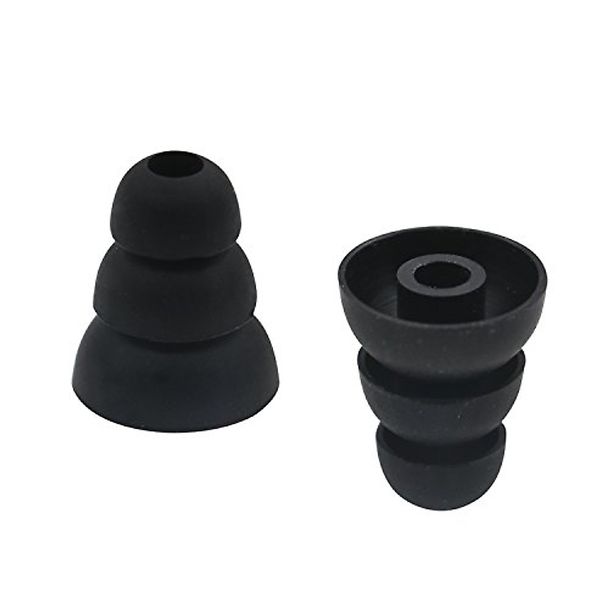 ALXCD Triple Flange Ear Tip, 6 Pairs S/M/L Size Triple Three Flange Noise Isolation Silicone Earbuds Tips with 4mm Connector Hole, Fit for Most in Ear Earphone (Black)[S/M/L]