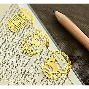 yueton Pack of 7 Mini Hollow Golden Metal Bookmarks Book Note Pad Memo Marker Label
