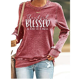 Thankful Blessed And Kind Of A Mess Shirt But Trusting God T Shirt Thankful Blessed And Kind Of A Mess Sweatshirt Thankful And Blessed Tshirt For Women Thankful And Blessed Shirt Plus Size Xl