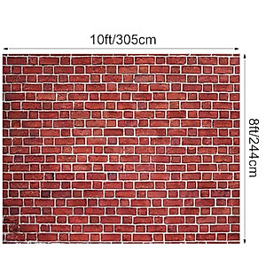 VitalCozy 10 x 8 Ft Brick Wall Backdrop for Photography Polyester Fabric Brick Photo Backdrop Brick Photo Background Photo Studio Props Banner for Graduation Newborn Birthday Party(Red)