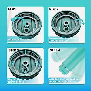 BOSORIO 4 Pack Gaskets Compatible with TAKEYA Actives Straw Lid Water Bottle 14oz 16oz 18oz 22oz 24oz 32oz 40oz, Replacement Rubber Seals Part for Straw Lid(Not for Spout Lid)