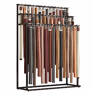 SLVUAFRN Floor Mounted Belt Hanger, Metal Men Closet Display Stand Organizer, Ties Scarf Rack Shawls Purse Shelf for Clothing Retail(Color : Black, Size : 100X40X150CM)