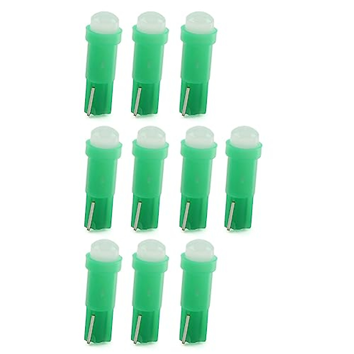 Newsmarts Pack of 10 T5 LED Bulb Dashboard Dash Lights 1 SMD Wedge Base for Car Truck Instrument Indicator Air Conditioning AC Lamp Auto Interior Accessories Kit Bright 12V, Green Light