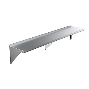 AmGood 18" Width x 72" Length | Stainless Steel Wall Shelf | Square Edge | Metal Shelving | Heavy Duty | Commercial Grade | Wall Mount | NSF Certified