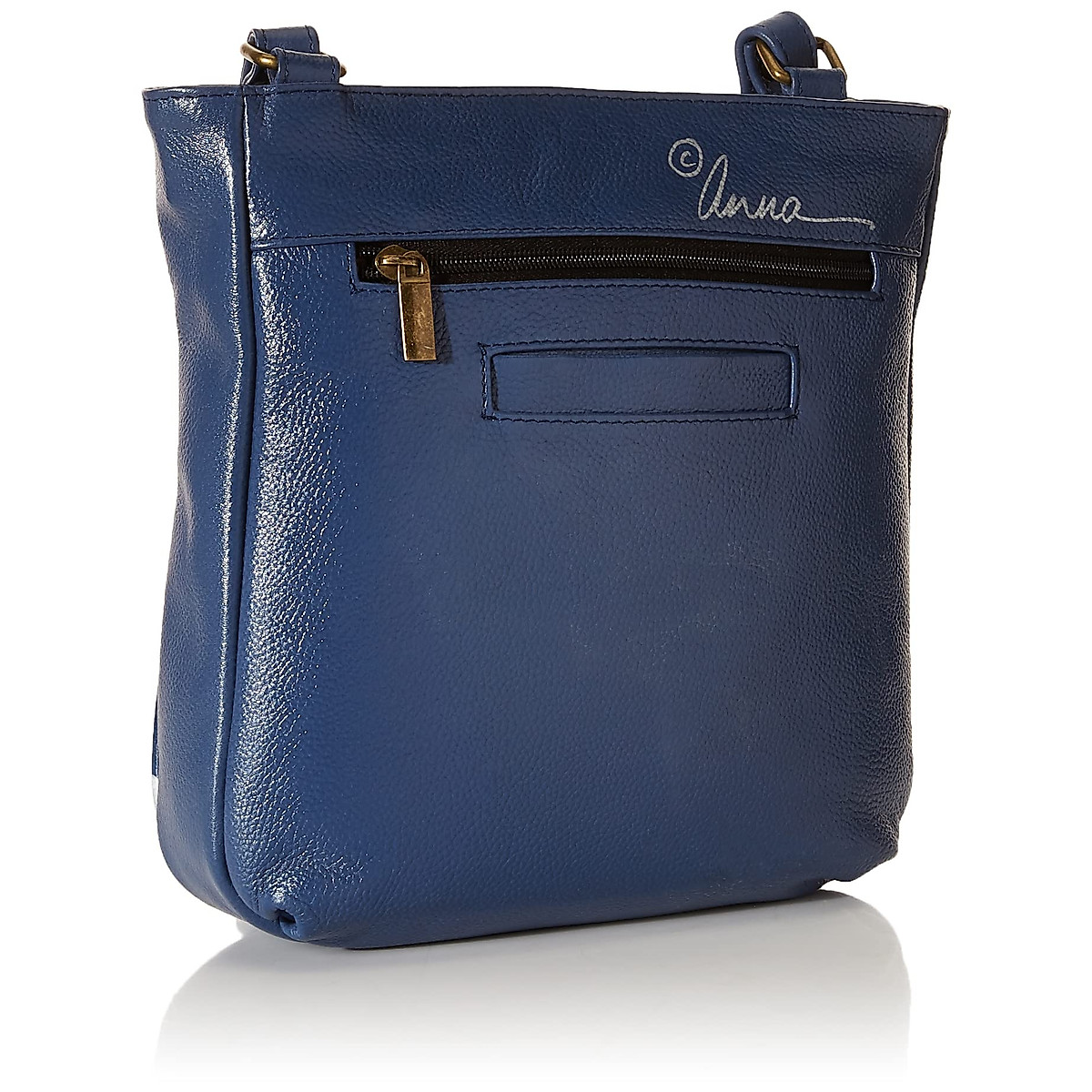 Anna by Anuschka Women's Anuschka Women s Genuine Leather Medium Crossbody Handbag Hand Painted Exterior Romantic Rose Bl, Romantic Rose Blue, One Size US