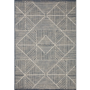 Loloi II Rainier Collection RAI-03 Denim/Ivory 5'-3" x 7'-7" Area Rug