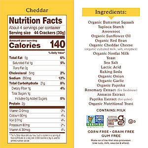 Simple Mills Pop Mmms Cheddar Baked Snack Crackers, Gluten Free, 4 Ounce (Pack of 1)