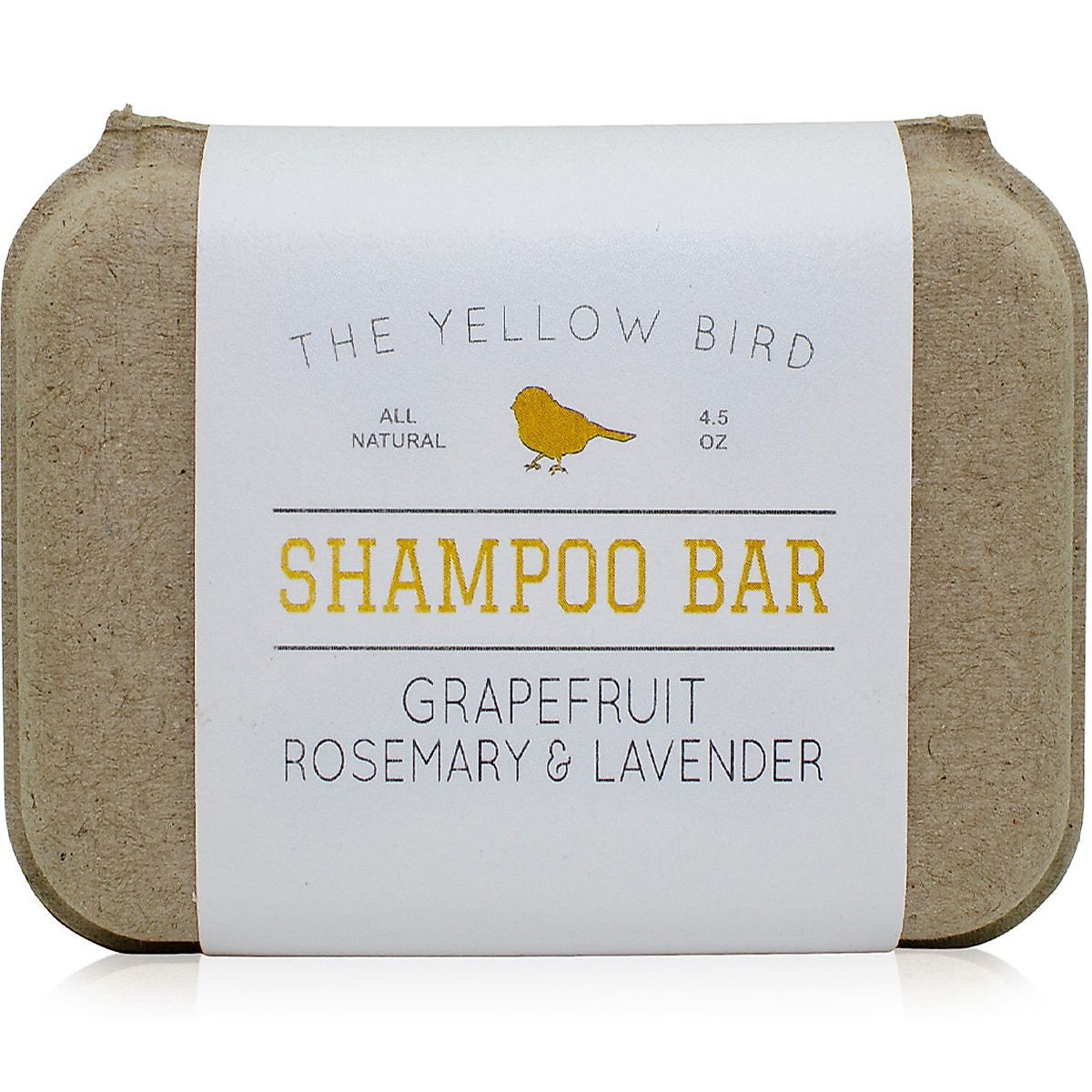 The Yellow Bird Solid Bar Shampoo Soap. Grapefruit, Rosemary, and Lavender. Mild Natural and Organic Ingredients. Sulfate Free. Gentle Scalp + Hair Care