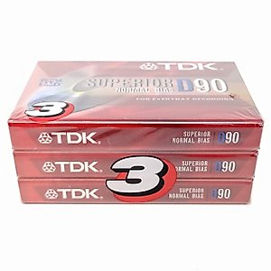 TDK D90 High Output 90 Minute IECI/Type I Cassette Tapes, Set of (3)