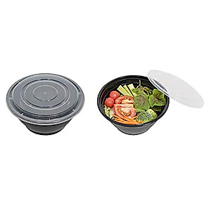 Elam Meal Prep Plastic Container Noodle Bowl 25-pack 42oz To-Go Containers Take -Out Round Bowls with Lids Food Storage Salad Bowl Bento Box Microwavable(BPA Free) Freezer/Dishwasher Safe Disposable