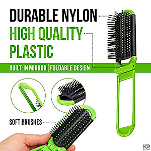 4Pcs Portable Hair Brush Folding - Travel Brush for Women Mini Hair Brush Set With Mirror - Compact Hair Brushes for Women Travel Hair Brush for Men Pocket Brush Hair Styling Tools for Toiletry Bag