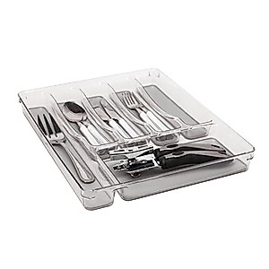 Kitchen Details 6 Compartment X-Large Cutlery Tray, Clear