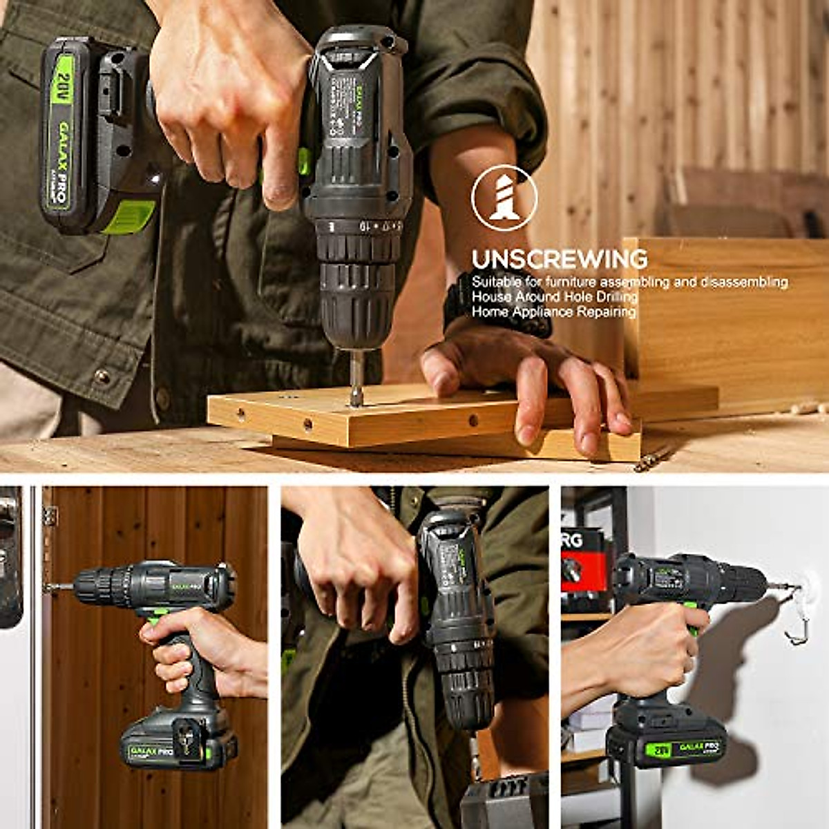 GALAX PRO 20 V Max Cordless Combo Kit, 20 N.m Impact Drill Driver, Reciprocating Saw 0-3000 SPM, 1.3 Ah Li-ion Battery Pack with Charger and 7 Pieces blades