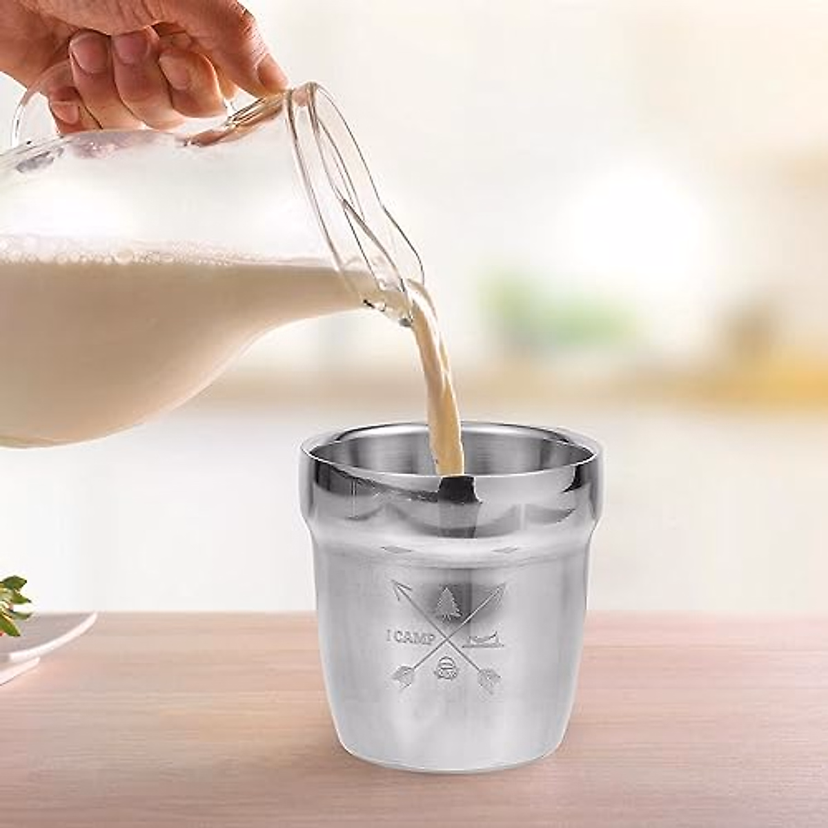 Kisangel 1 Set Travel Coffee Mug Coffee Mugs Espresso Cups Stainless Steel Water Cup Stainless Wine Glass Metal Cup Stainless Steel Coffee Tumbler Stainless Steel Cups Outdoor Beer Mug