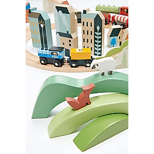 Tender Leaf Toys - Green Hills View - Wooden Stacking, Building Toy Stacker, Blocks - Open-Ended Toy Set with Green Hills View for Inspires Creative and Imaginative Roleplay - Age 3+