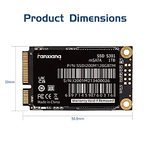 fanxiang S301 1TB mSATA SSD Mini SATA III 6Gb/s Internal Solid State Drive, 3D NAND, Compatible with Ultrabook Desktop PC Laptop