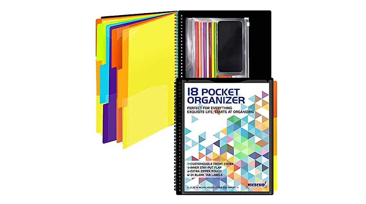 18 Pocket Poly Project Organizer - Durable & customizable folder