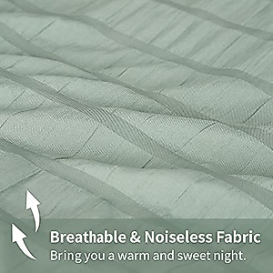 AveLom Sage Green Seersucker King Comforter Set (104x90 inches), 3 Pieces - 100% Soft Washed Microfiber Lightweight Comforter with 2 Pillowcases, All Season Down Alternative Comforter Set for Bedding