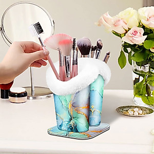 Fintie Plush Lined Double Eyeglasses Holder with Magnetic Base- Anti-scratch Premium Vegan Leather Glasses Stand Case, Emerald Marble