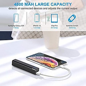 Attom Tech 18W PD Mini USB-C Power Bank 4800mAh Power Delivery and QC 3.0 Fast Charging, Small Lipstick Portable Charger Dual USB Output External Phone Battery Emergency Phone Power Backup