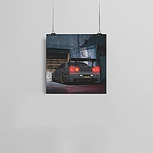 XPFFF JDM Car Posters R34 Canvas Art Painting Decor Wall Posters Family Bedroom Hotel Restaurant Gym Office Decorative for Room Aesthetic Gift Poster 12×12inchs(30×30cm)