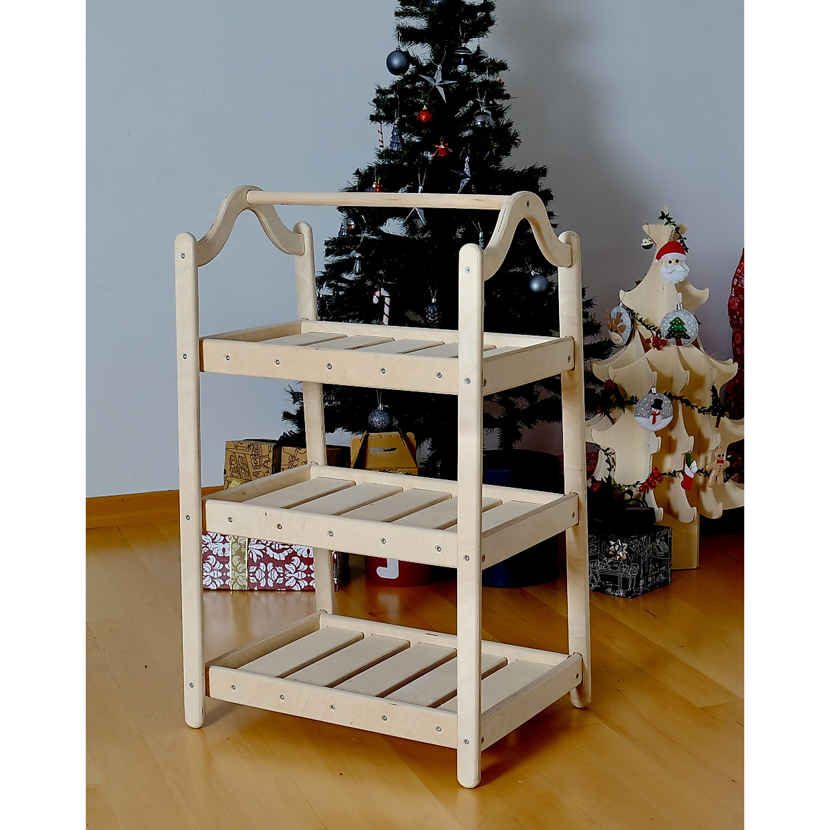 Montessori Clothing Rack and Wardrobe Set | Premium Kids Wood Furniture | Toddler Wardrobe Set | Toddler Wardrobe and Dress Up Station | Child Room Clothing Organizer (Clothes Cabinet)