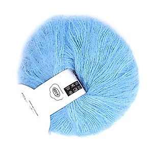 Soft Mohair Pashm Knit Angora Long Wool Yarn, Durable and Anti Pilling,Various Color, Hand Washable, Great for Scarves, Shawls, Sweaters, Hats, Shoes, Seat Cushions (08 Light Blue)