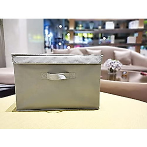 Sebadaci Storage Bins Cubes Baskets with Lids Handles Stackable Collapsible Storage Bins Baskets for Shelves, Organizing, Office Organizer, 3-pack Fabric Storage Cubes Living Room Closet, Gray, Large