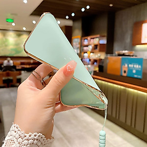 KuDiNi for Oneplus 8T Case, Oneplus 8T 5g Phone Case for Women Girls Electroplating Luxury Bling Aesthetic Trendy Pretty, Full Camera Soft TPU Protection Shockproof Cover for Oneplus 8T (Mint Green)