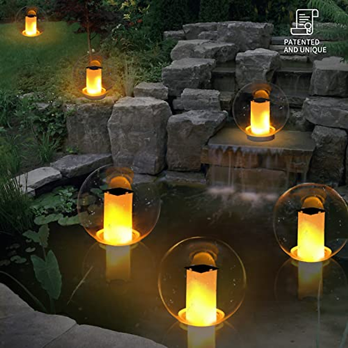 Floating Pool Lights 3pcs, Solar Flame Lights Flickering IP68 Waterproof Ball Lights, Solar Powered Pool Accessories,Outdoor Lantern Landscape Decoration Lamp for Pool, Pond, Event, Party, Garden