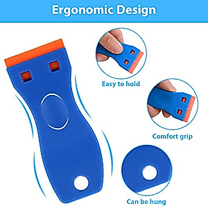 TIESOME Multipurpose Plastic Scraper Set, Non-Scratch Scraper Tool with 10Pcs Plastic Blades & 3pcs Double-Head Detail Cleaning Stick for Removing Lable Glue Decal in The Glass Window Floor