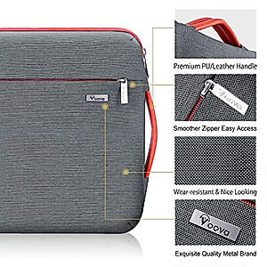 Voova Laptop Sleeve Case 11 11.6 12 Inch, 360° Protective Computer Cover Bag Compatible with Surface Pro X/8/7/6/5, Surface Laptop Go 3/2, MacBook Air 11, Hp Acer Asus Samsung Chromebook Tablet, Grey