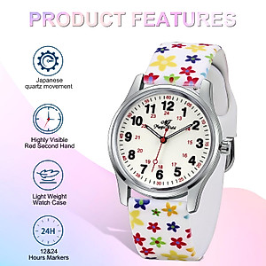 SIBOSUN Wrist Watch for Nurse, Medical Students, Doctors - Unisex Easy to Read Watches 12/24 Hour with Second Hand Water Resistant Silicone Band Quick Release White