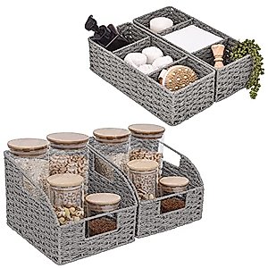 StorageWorks Rope Paper Storage Baskets Set, Gray