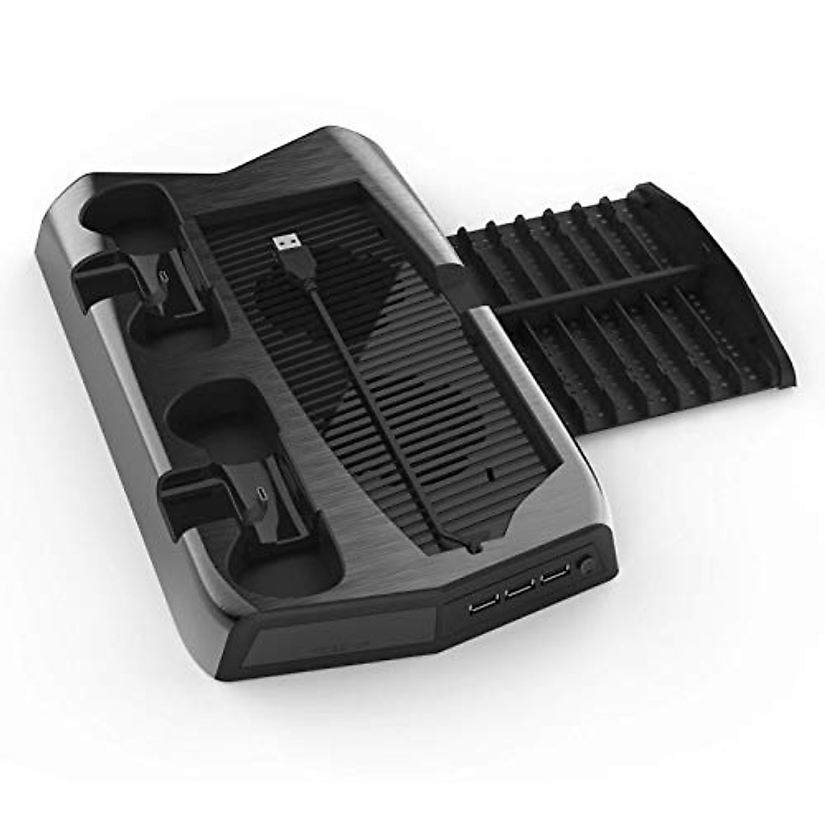 Vertical Stand with Cooling Fan Station Charging Dock, for PS5 Console and PS5 Digital Edition with 3 USB Hubs, 2 DualSense Controller Charging Dock