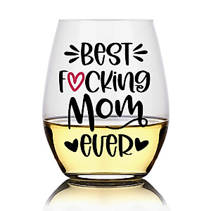 Perfectinsoy Funny Mom Gifts, Best Mom Ever Wine Glass, Mother's Day Gifts for Her, Women, Wife, Sister, Boss, Colleague, Mom, New Mom, Mother, Aunt, Grandma, Grandmother, Birthday Gift for Mom