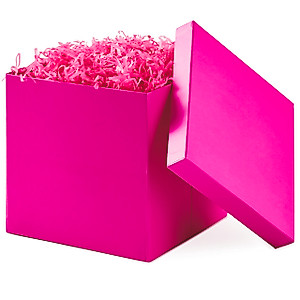Hallmark Medium Gift Box with Lid and Shredded Paper Fill (Hot Pink 7 inch Box) for Anniversaries, Bridal Showers, Bachelorette, Bridesmaids Gifts, Valentine's Day, All Occasion