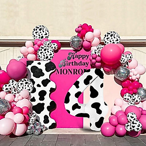Cow Print Number 4 Balloons, 40 Inch Large Number 4 Balloon 18 Inch Cow Foil Balloons for 4th Birthday Cow Theme Party Decorations for a Girl Boy Kids Baby Shower Farm Animal Cow Party Supplies