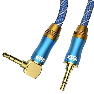 90 Degree Right Angle Aux Cable - [24K Gold-Plated,Sound Quality] EMK Audio Stereo Male to Male Cable for Laptop, Tablets, MP3 Players,Car/Home Aux Stereo, Speaker or More (4Ft/1.2Meters)