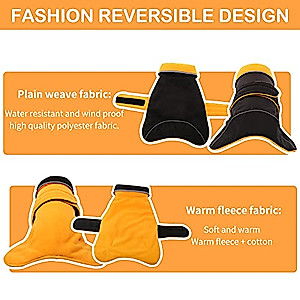 DENTERUN Winter Warm Dog Jacket Reflective Reversible Windproof Cozy Cold Weather Puppy Coat Water Repellent Vest Thick Fleece Apparel with Harness/Leash Hole for Outdoor Small Medium Large Dogs