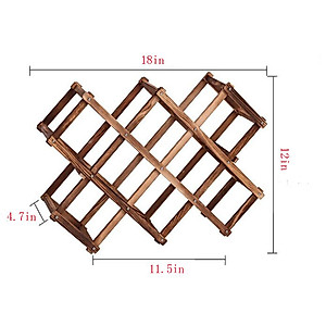 LI-GELISI Foldable Wood Wine Rack Wine Holder Storage Display Stand Wood 10-Bottle Wine Rack (Fire Color)