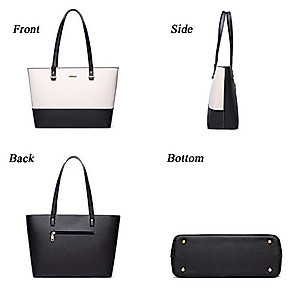 Women Fashion Synthetic Leather Handbags Tote Bag Shoulder Bag Top Handle Satchel Purse Wallet Set 4pcs