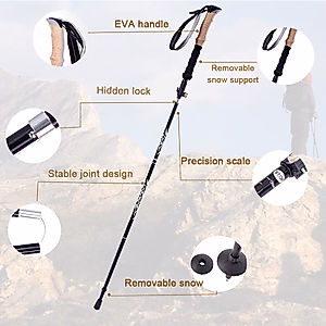 WEISIYU Trekking Hiking Poles - Collapsible and Telescopic Walking Sticks with Natural Cork Handle and Extended EVA Grips for Backpacking Camping