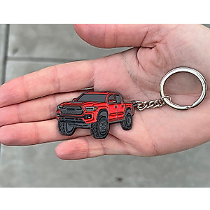FOUR WHEEL BEAST Tacoma Keychain - Tacoma Accessories 2016-2022 mods - Pro Sport Off Road Cool PRO Key Chain Fob Cover - 3rd gen off road Toy Truck (Red)